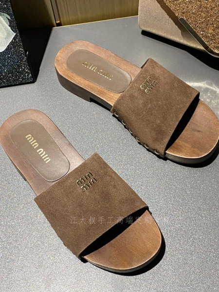 Тапочки Женский Miu размер 40 темно коричневый Открытый нос США На