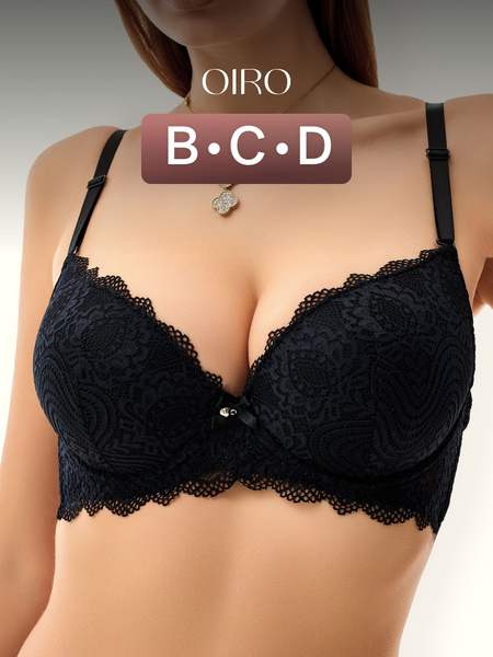 Бюстгальтер Женский OIRO на косточках, формованная чашка, размер 105D черный Полиамид, Полиэстер ...