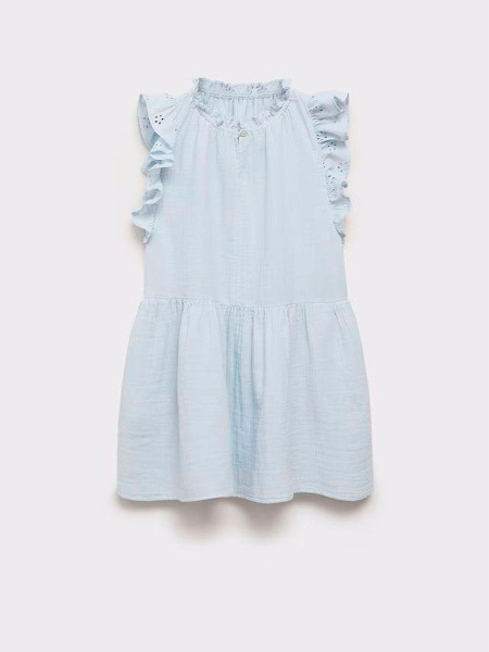 Платье Девочки MANGO Kids светло-синий, бежевый Хлопок, размер 152 купить c доставкой на OZON по ...