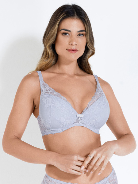 Бюстгальтер Женский Grandissima пуш-ап, формованная чашка, размер 90B голубой Полиамид ...