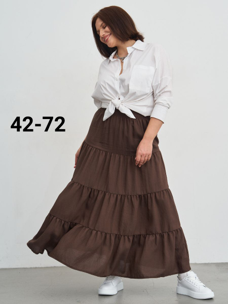 Юбка Женский SPARADA коричневый трапеция, размер 54, 56 Без застежки Макси Однотонный На любой ...
