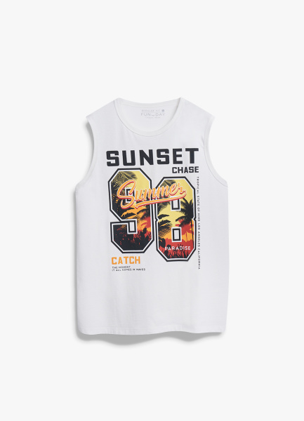 Майка Мужской FUNDAY молочный, размер 52, 54 Трикотаж Повседневный Узбекистан полуприлегающий ...