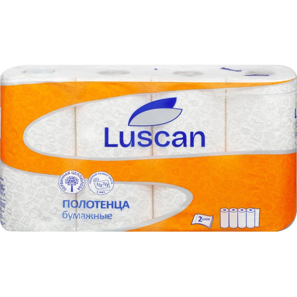 Полотенца бумажные LUSCAN бел цел 16,5-17м 2-сл.,с тиснением, 4рул./уп купить на OZON по низкой ...