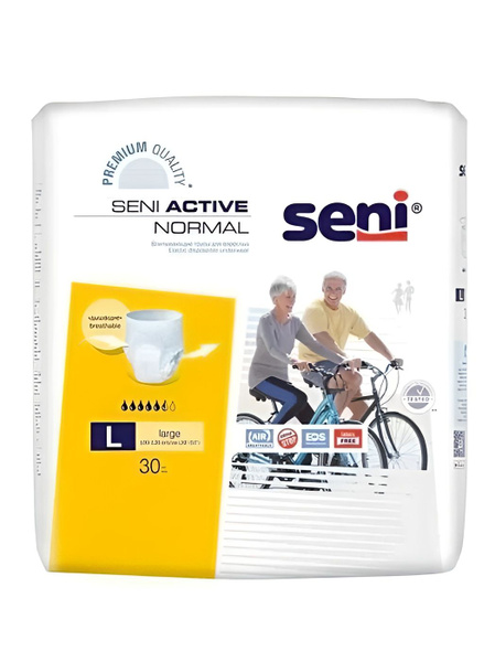 Подгузники трусы для взрослых Seni Active Normal Large, L обхват: 100-135 см, 30шт. купить на ...