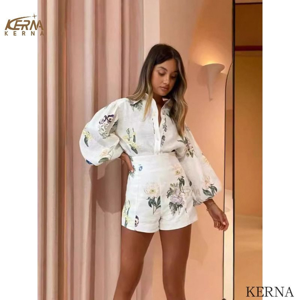 Комплект одежды Женский KERNA Пляжный с сорочкой разноцветный, размер 50 Лавсан Разноцветный ...