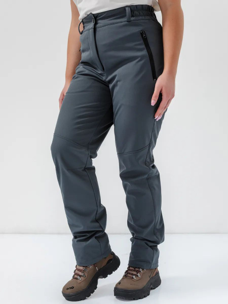 Брюки Женский Biser серый Softshell Повседневный, размер 42 свободный Лето Карманы Россия ...