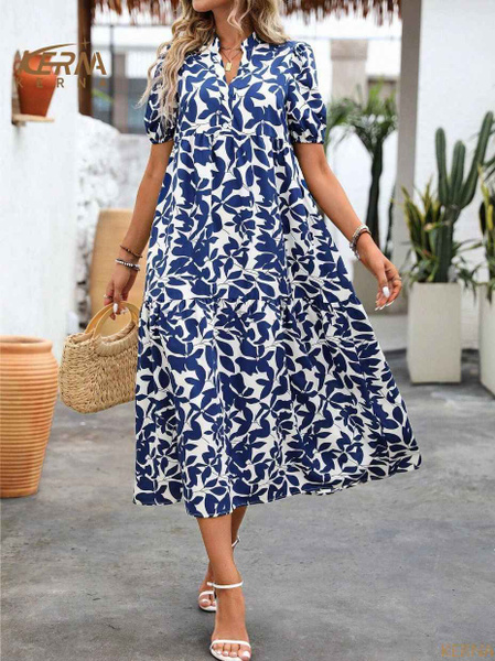 Платье Женский KERNA синий платье-поло Повседневный Короткий Breathable, размер 50 Без застежки ...