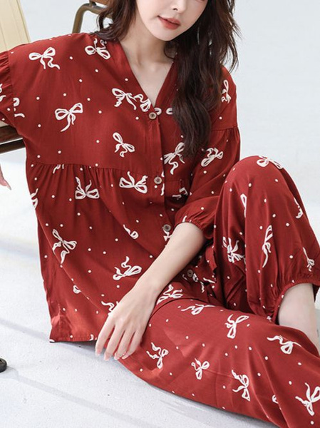 Пижама Женский ZinBee Вискоза, размер 54, 56 Разноцветный, Цветочный экрю Три четверти Китай ...