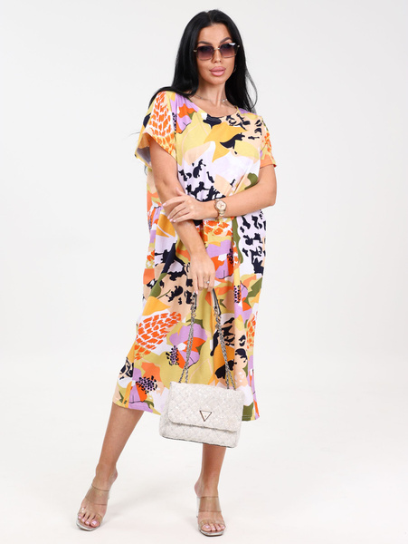 Платье Женский Seffo оранжевый, желтый прямое Повседневный Короткий ...