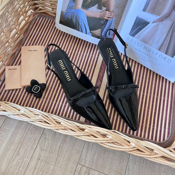 Туфли Женский Miu Miu Овчина размер 40 Рюмка 4 слингбэки Без застёжки Заострённый нос Бахрома