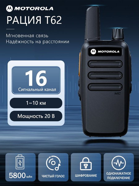 Радиостанция Motorola Solutions RU035-T62-02, 16 каналов купить c доставкой на OZON по низкой ...