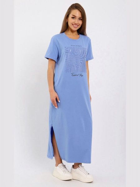 Платье Женский Н-Коллекция синий, голубой платье-футболка, прямое ...