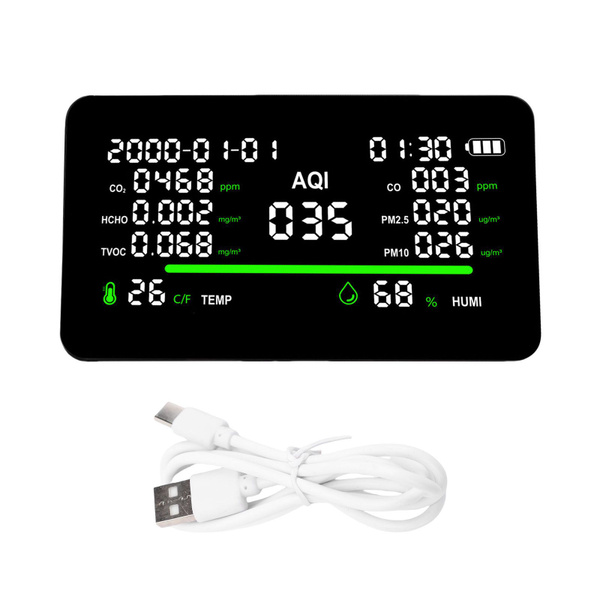 11 в 1 детектор качества воздуха CO2 CO HCHO TVOC PM2.5 PM10 тестер индекса температуры и ...