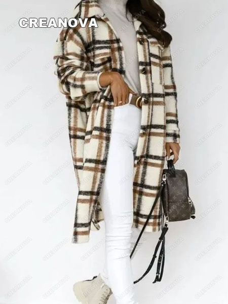 Плащ Женский CREANOVA коричневый Длинный V-образный Воротник, Вышивка, размер 50 Breathable ...