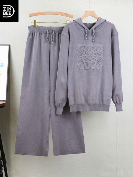 Комплект одежды Женский ZinBee Повседневный двойка серый, размер 40, 50 Вискоза Однотонный, рост ...