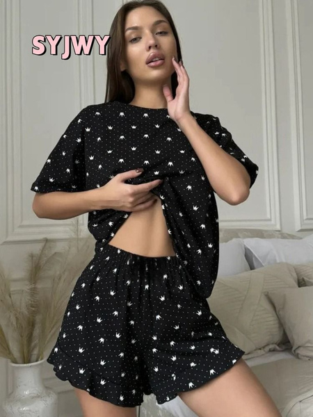 Пижама Женский SYJWY Хлопок, размер 42 черный Без рукавов Китай Средняя купить c доставкой на ...