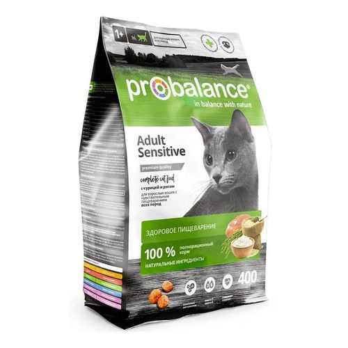 Сухой корм ProBalance Sensitive с курицей и рисом для кошек 400 г - купить с доставкой по ...