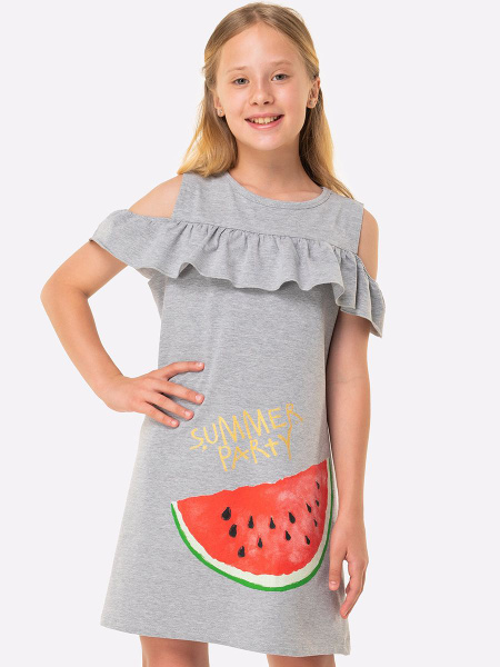 Летнее платье с лайкрой для девочки Bonito kids BK1176Pсерыймеланж ...
