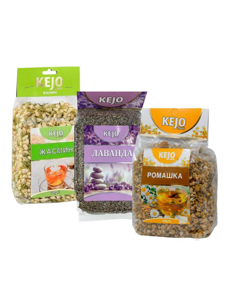 Чай KEJO foods Жасмин (75 г) Лаванда (50 г) Ромашка (100 г) / Кежо чай ...
