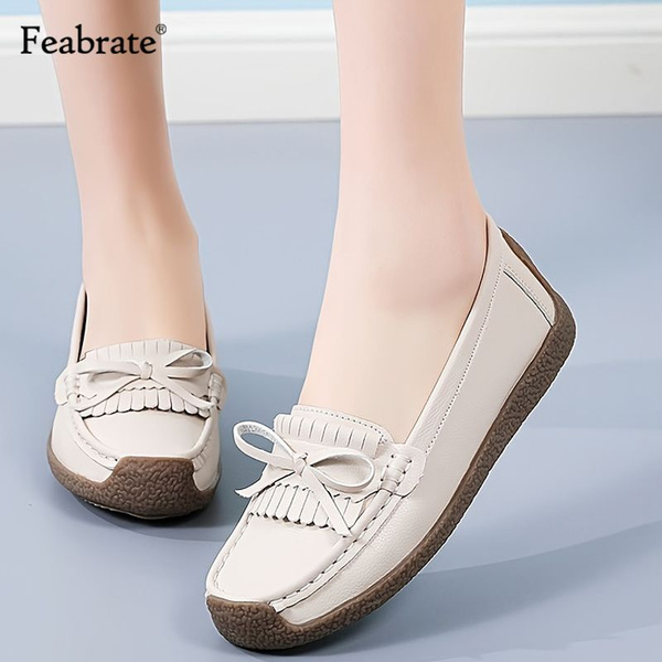 Мокасины Женский Feabrate бежевый, размер 42 Без застёжки Без каблука На любой сезон Круглый нос ...