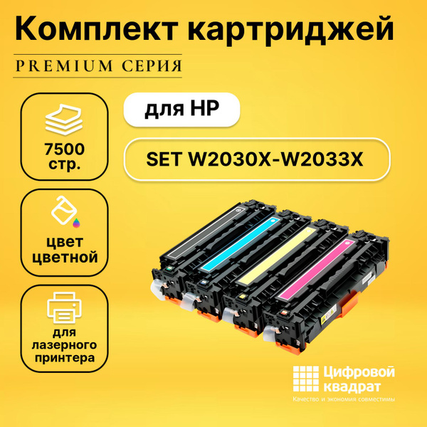 Расходник для печати Цифровой квадрат SET W2030X-W2033X DS, Набор CMYK ...