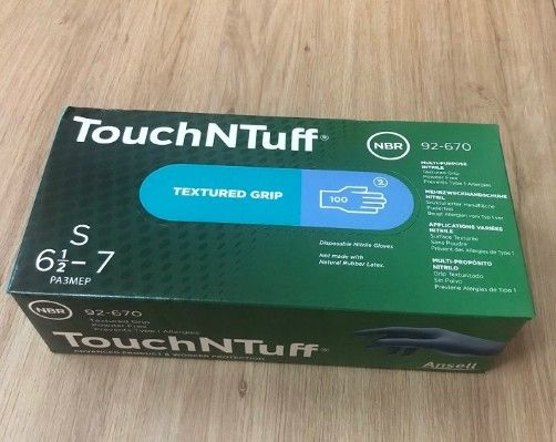 Перчатки нитриловые Ansell TouchNTuff 92-670, цвет: голубой, размер S ...