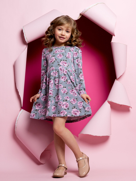 Платье Juno AW18-JUZ-554 Roses серое с розами р. 128 Танцы, Ролики ...