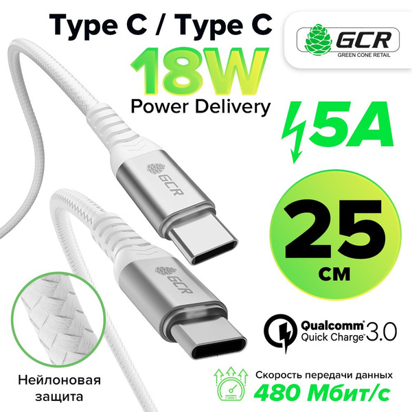 Кабель Usb Type C Usb Type C Gcr Green Cone Retail Ucpd13 купить по