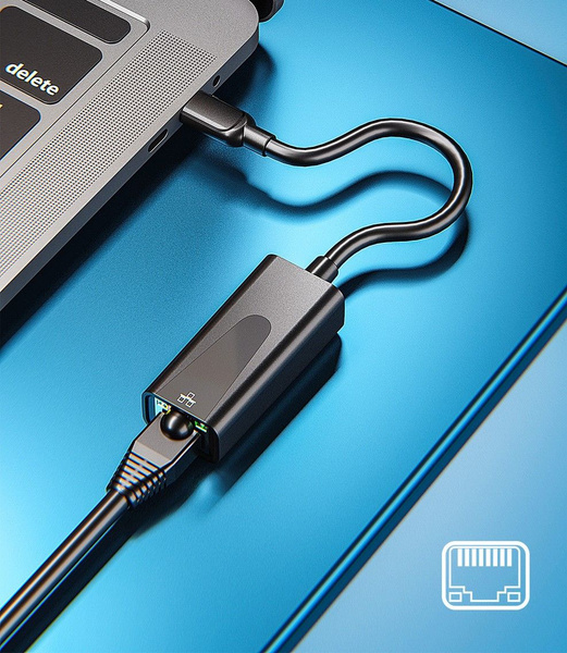 Сетевой Ethernet адаптер переходник Type C Lan Rj45 1000 Mbps для