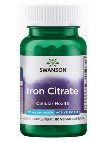 Swanson Iron Citrate 25 мг 60 Veg капсул - купить с доставкой по ...