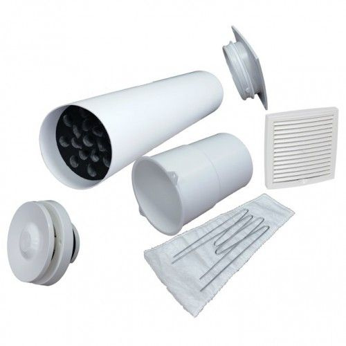 Velco VT-100 комплект с белой решеткой, приточный клапан в стену с ...