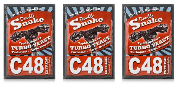 Спиртовые Турбо дрожжи Double Snake C48, 130 гр, 3 шт - купить с ...