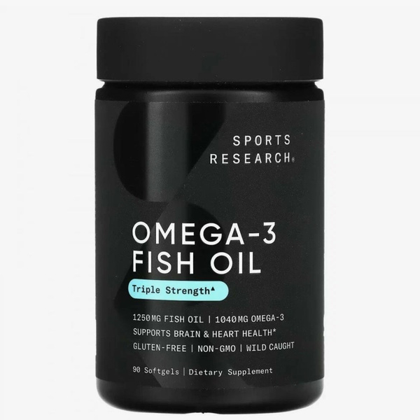 Sports Research,Рыбий жир с омега-3, тройной силы, Omega 3 Fish Oil, 90 ...