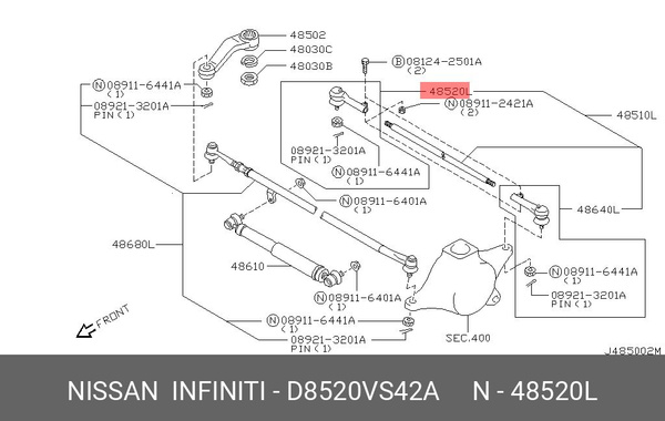Вопросы и ответы о Nissan Наконечник рулевой, арт. D8520-VS42A, 1 шт ...