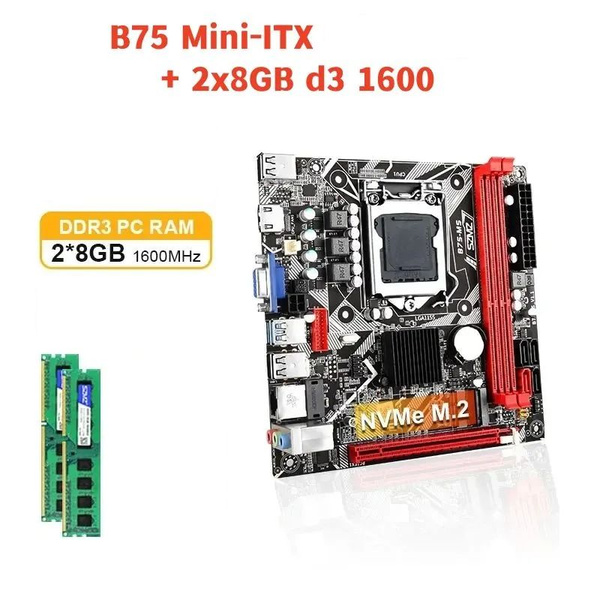 Материнская плата B75 Mini-ITX + 2x8GB d3 1600 купить по низкой цене с доставкой и отзывами в ...