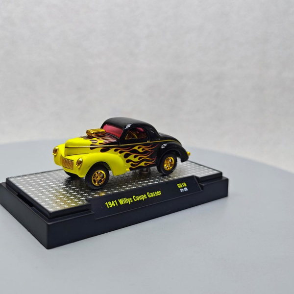 Машинка M2 Machines 1/64 1941 Willys Coupe Gasser Flame Gold Hub Die-cast alloy car model ...