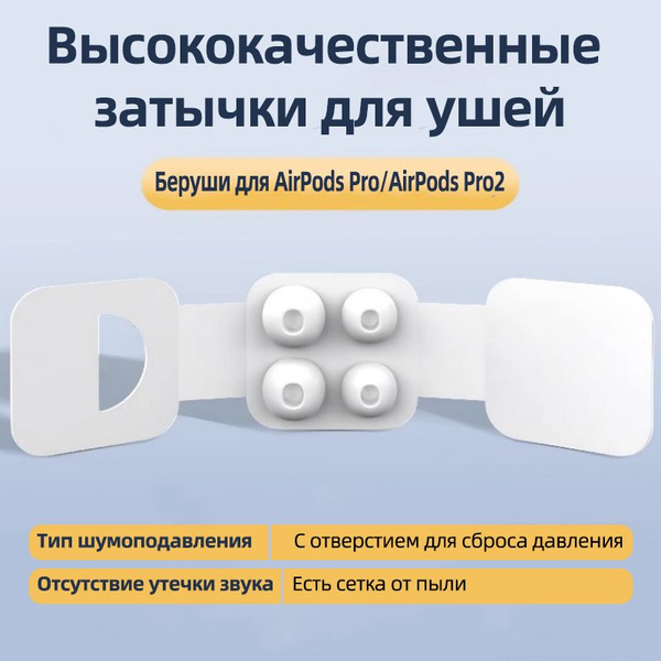Амбушюры для наушников AirPods Pro 1, 2 (2 размера S, L) Вкладыши для ...