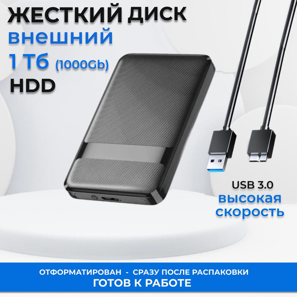 1 ТБ Внешний жесткий диск Переносной жесткий диск (HDD), черно-серый ...