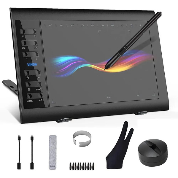 Графический планшет, A4, Android, Mac OS, 8192 уровня, черный матовый ...