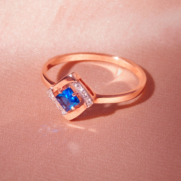 Кольцо Strekoza с сапфиром и фианитами/ кольцо из серебра 925 пробы/ кольцо женское / кольцо ...