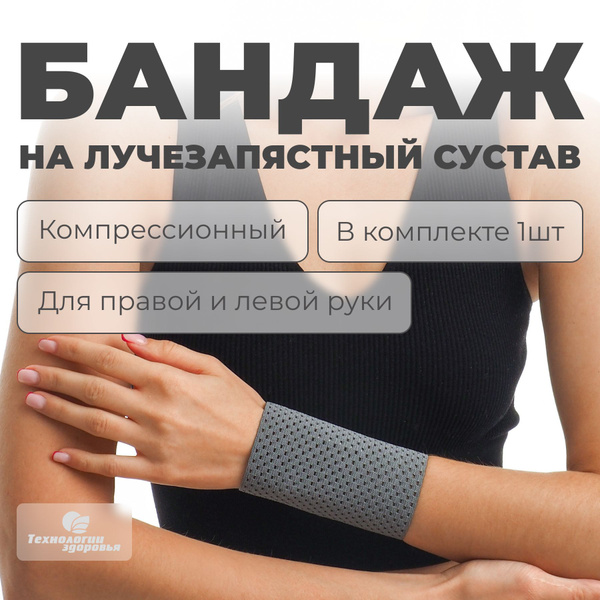 Бандаж для лучезапястного сустава высота 10 см (серый) - купить с ...