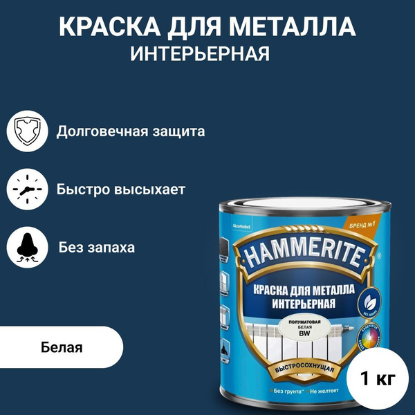 Краска HAMMERITE для металла, интерьерная Быстросохнущая, Гладкая ...