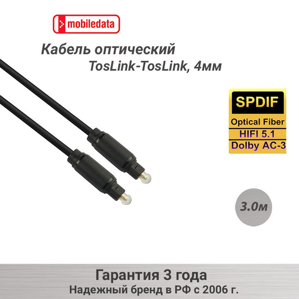 Кабель Оптический аудио (Toslink) Mobiledata TL-MD-4mm - купить по низкой цене в интернет ...