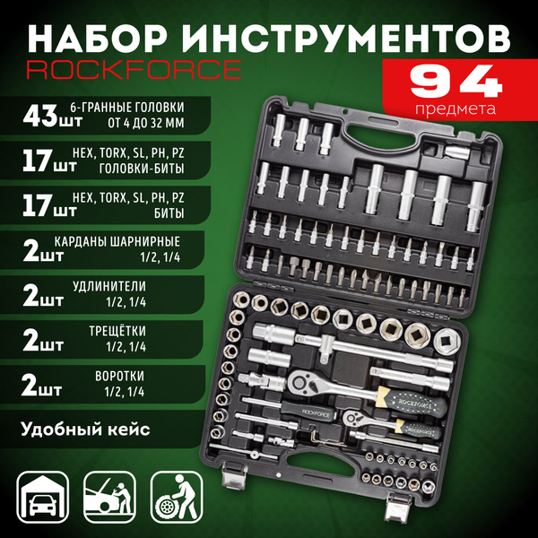 Набор инструментов 94пр. 1/2", 1/4" (6гр.)(4-32мм) Rock FORCE RF-4941-5 - купить по выгодной ...