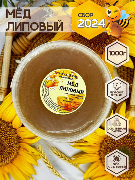 Мед липовый, натуральный мёд , 1 кг, Сбор 2024 купить на OZON по низкой ...