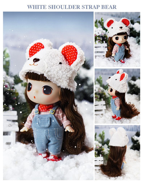 Кукла в шапочке в виде белого медведя DDUNG, 18 см., корейские игрушки в стиле аниме купить на ...