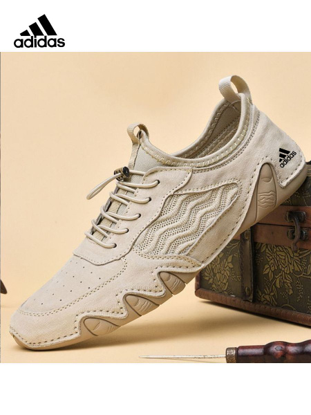 Мокасины Мужской adidas Sportswear бежевый, размер 42 Германия Шнурки ...