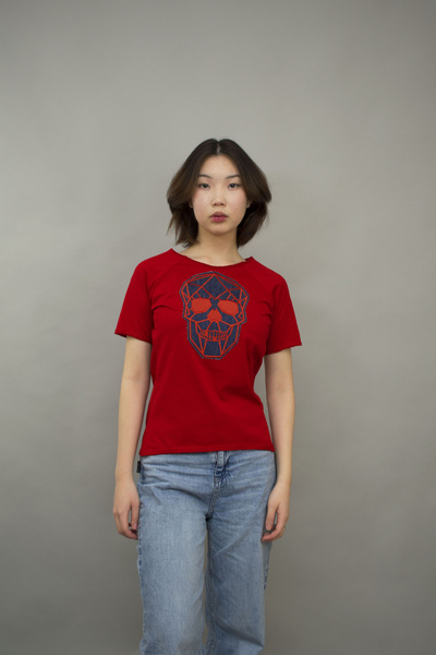 Футболка SVETLANA BATARON, размер 44, цвет красный, 100% cotton ...