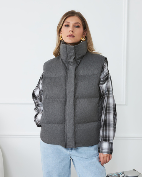 Жилет утепленный Женский Mark Lamar Молния серый, размер 40, 42 Холлофайбер, Полиэстер ...