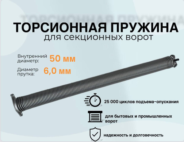 Торсионная пружина для секционных ворот 50*6*1000 левая - купить с ...